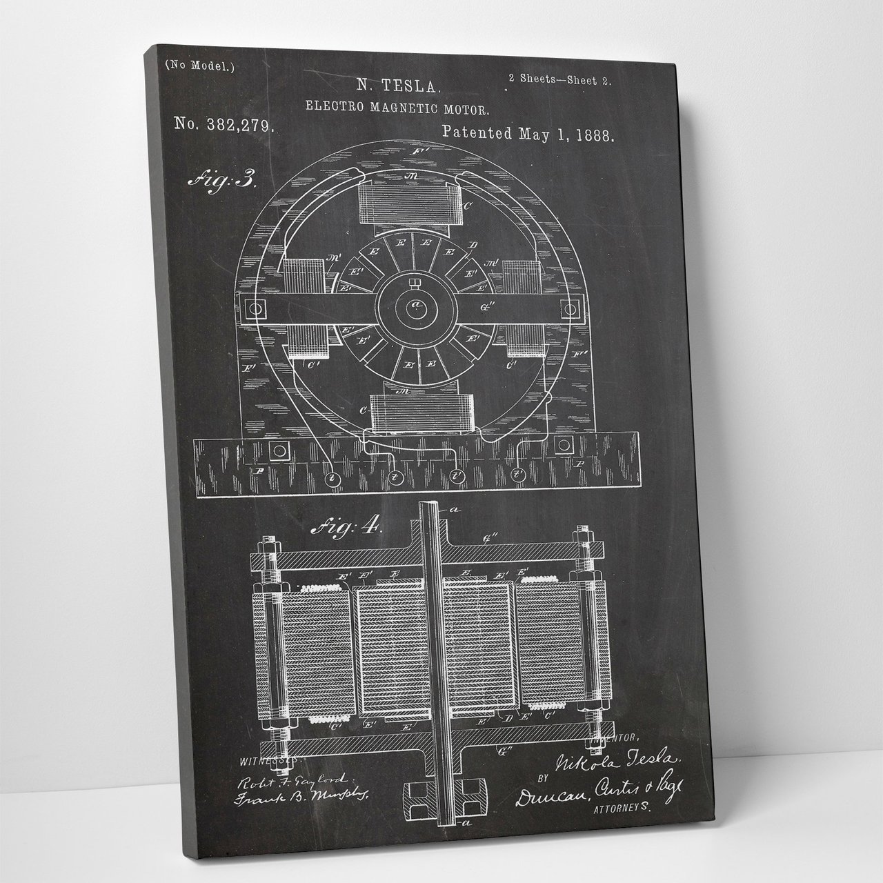 Tesla Electro Magnetic Motor Patent Print Gallery Wrapped Canvas ... Tesla Electro Magnetic Motor Patent Print Gallery Wrapped Canvas ...